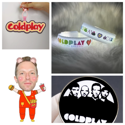 酷玩乐队Coldplay巡回演唱会应援发光手环拉线娃娃无纺布挂件徽章