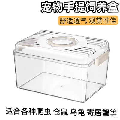 手提爬虫饲养缸高透带盖