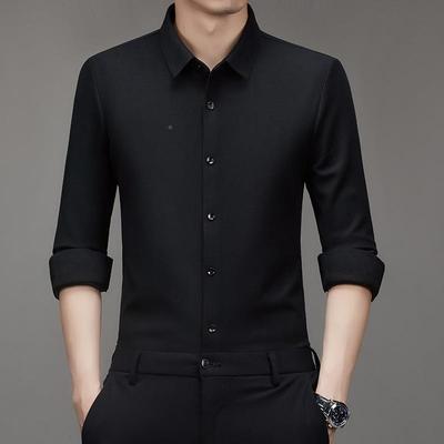 高级感967中青年垂纯色衬款衫春季新商休闲职业上务衣高端轻奢衬