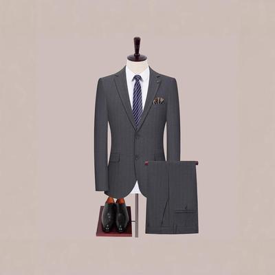 新男士韩西服高级三件套轻商装务休闲修身版条款纹6159侧开叉新郎