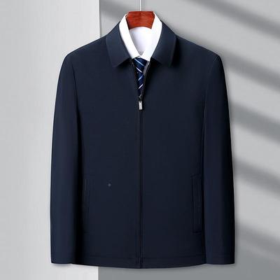 春秋男羊毛夹克8808-0领中老士翻年政商款务休闲夹克男式外商套