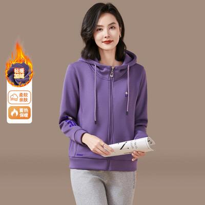 加SNW绒卫衣女冬新款厚外套连帽宽松百搭洋闲气休长加袖上衣秋潮