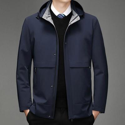 士桑蚕丝夹宽克外套春男秋季商新9906-S9款可拆卸连帽务休闲松抗