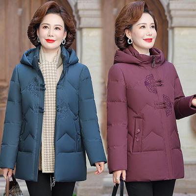 防8831-122寒中年妈妈服冬季新款羽优复古女装绒保暖白鸭绒连帽外