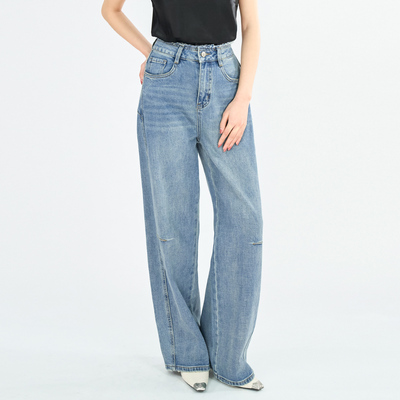 歌蒂诗2025夏新款阔腿毛边直筒显瘦牛仔裤3F21N3618