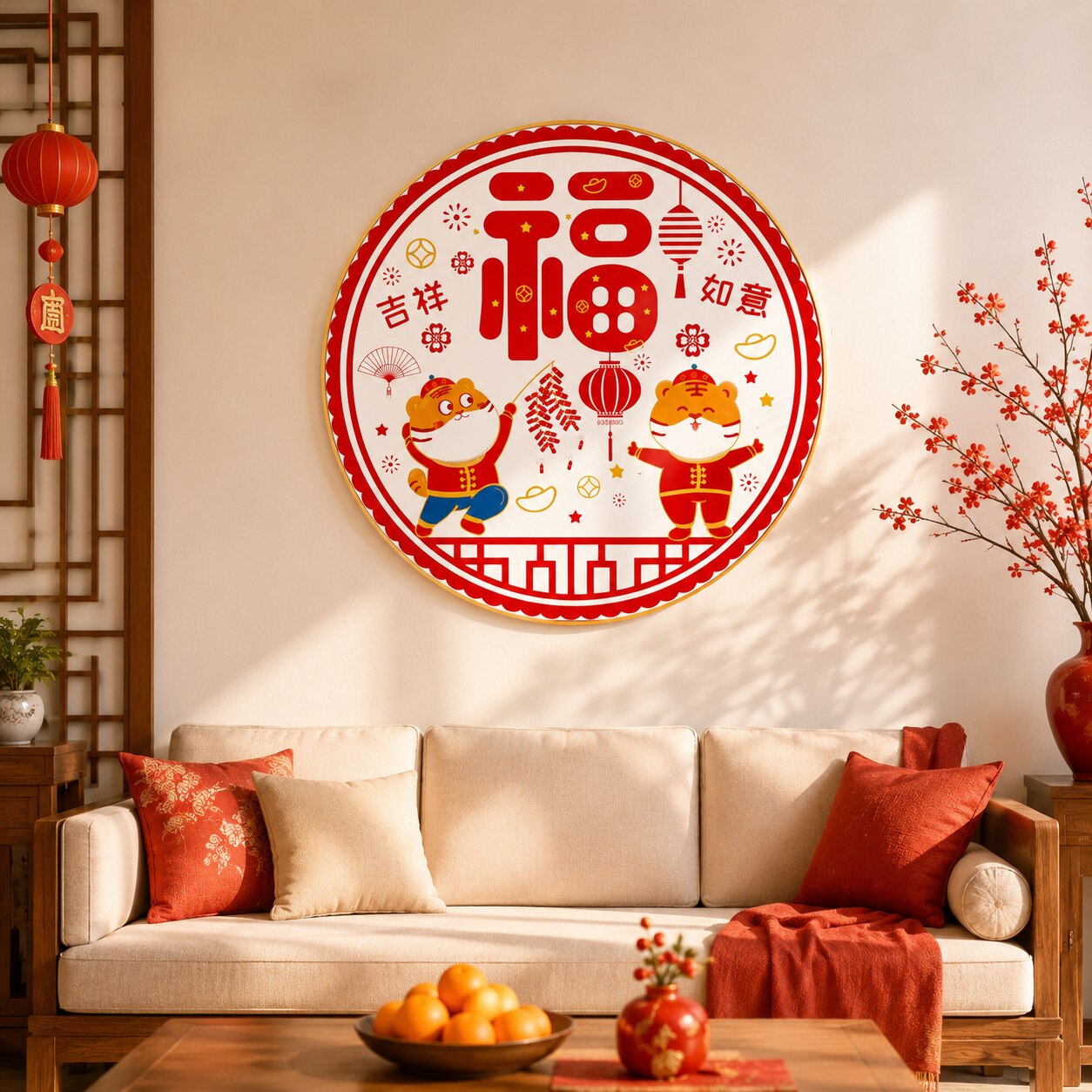 爱阁十字绣萌趣虎娃新款中式简约吉祥如意装饰画客厅手工绣套件