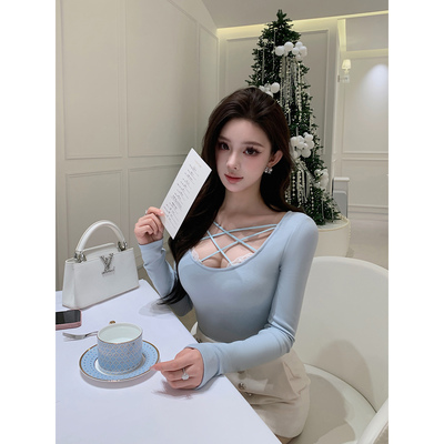 Momoshero【名伶“黑天鹅“蓝】date氛围品！即刻巴掌腰绑带蕾丝T