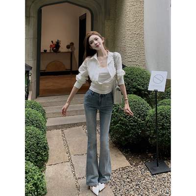 现货【ig智性恋女主】——“色织料”筋骨感假两件白衬衫