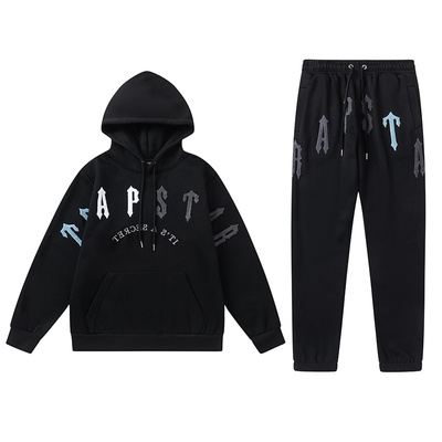 Trapstar陷阱之星美式潮牌INS字母毛巾刺绣高街加绒套头卫衣卫裤