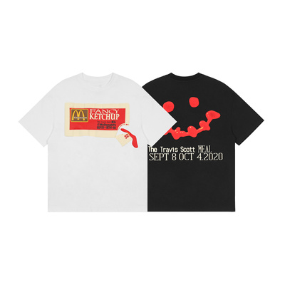 Travis Scott美潮高街INS同款TS联名M记纯棉宽松情侣圆领短袖T恤