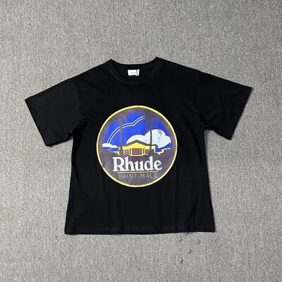 RHUDE复古美式乡村印花潮牌ins款嘻哈高街T恤衫宽松纯棉圆领短袖