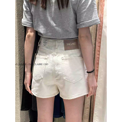8132#白色高腰牛仔短裤女夏季2025新款梨型身材时尚百搭直筒热裤