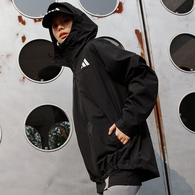 adidas阿迪达斯防泼梭织运动休闲连帽夹克外套男女春夏新款KA9309