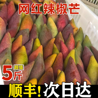 5斤海南辣椒芒手指芒牙签芒小贵妃芒果小核芒 当季新鲜水果 细核