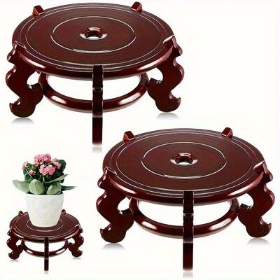 1pc Elegant Wooden Plant Stand with Ornate Base - Versatile