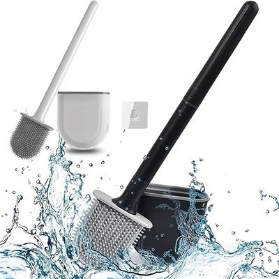 Silicone Toilet Brush Cleaning Brush Flat Head Flexible Wall
