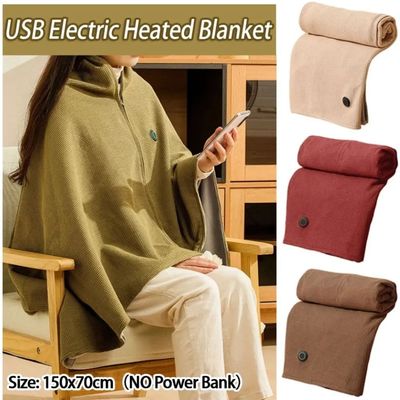 Winter USB Electric Heated Blanket Wearable 3 Heating Level