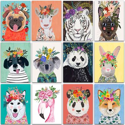 5D DIY Diamond Painting Kit Paint Cartoon animal dog cat tig