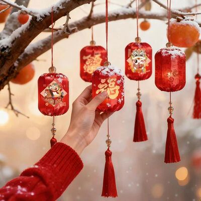 New Year Hanging Ornament Red Glowing Lanterns Chinese Mini
