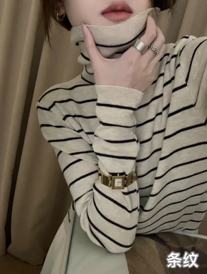 韩系羊毛堆堆领简约基础款打底针织衫秋冬新款修身内搭亲肤毛衣女