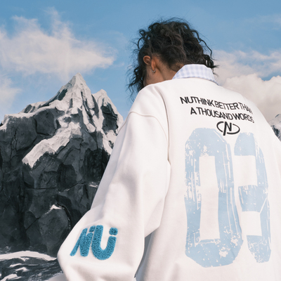 Nuthink美式字母圆领复古卫衣男
