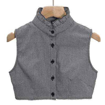 千鸟格荷叶百搭风春秋冬假领子