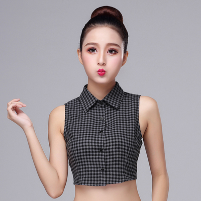 格子假领子女冬季新款衬衫