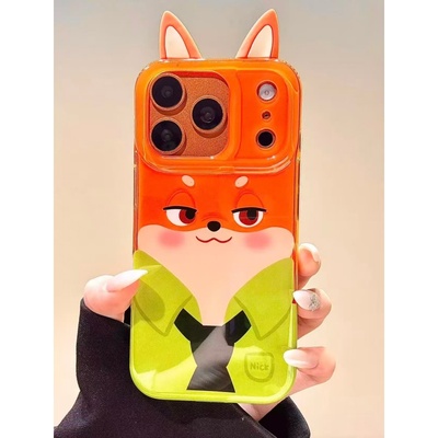 朱迪尼克立体耳朵适用苹果17promax大孔手机壳iPhone17pro双层16/15/14/13pro情侣套vivo华为P70小米17oppo潮