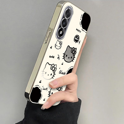 适用一加Ace5至尊版手机壳1+Ace5竞速版OPPO新款保护套Aec电镀Ae全包防摔1加Ace男女PLC110板PLF外壳黑白kt猫