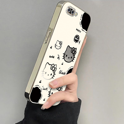 oppoR11手机壳R11t新款OPPOr11plus套opp0pp0ppo电镀可爱por全包opopr防摔软oppr男poopr女opoor黑白kt猫