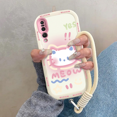 适用华为P20Pro手机壳P2OPro保护套P20P新款Plus可爱Pr0液态硅胶CLT一AL00全包ALOO防摔CLTAL01男女害羞kt猫