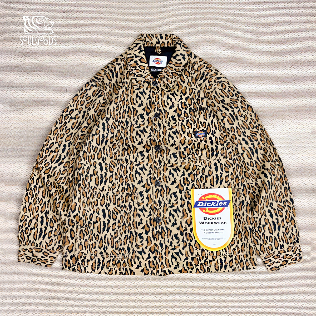 现货WACKO MARIA DICKIES / LEOPARD COVERALL 豹纹 工装夹克26SS