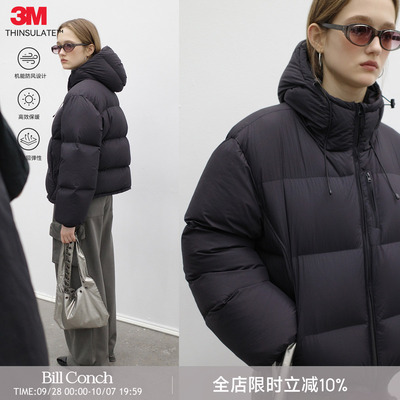 黑色短款棉服Billconch3M棉