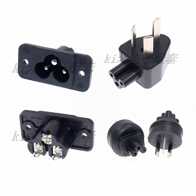 三孔米老鼠180度母座梅花尾插头AC电源插座AC030直脚DB-14-S-3T
