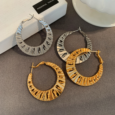 欧美金色独特夸张大圆圈耳环女轻奢高级感老钱风耳饰2025新款爆款