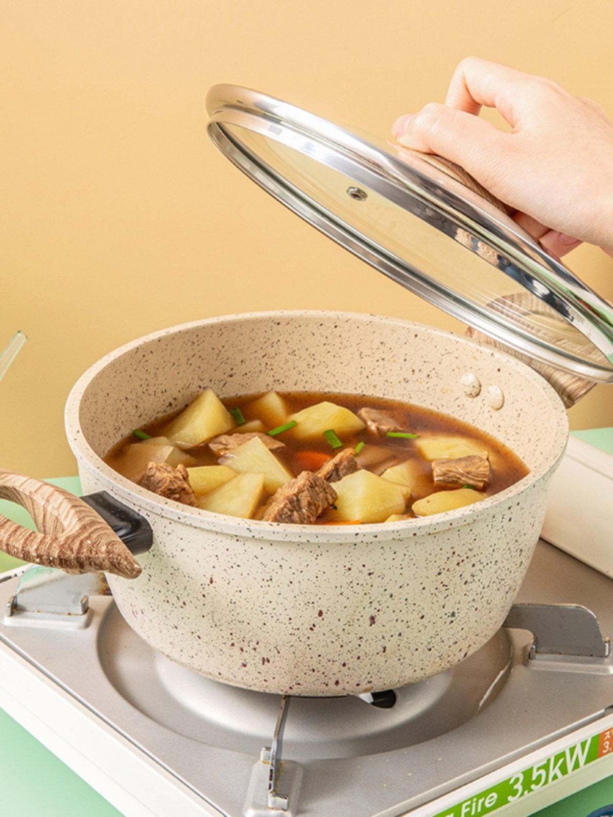 European-Style Medical Stone Soup Pot For Home Non-Stick Pot Induction ...