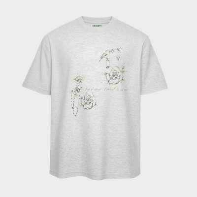 DE 复古花卉纯棉T恤男女同款潮流宽松街头短T重磅街头短袖