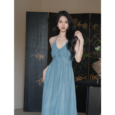 新中式炒色亚麻连衣裙