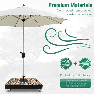 Patio Umbrella Base Mobile Shade Station Stone Fillable