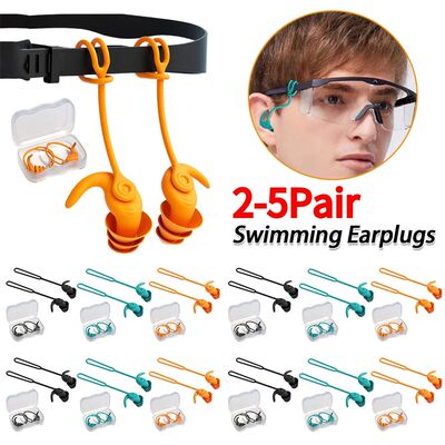 2-5Pair Waterproof 3 Layer Anti-Noise Earplugs Silicone Ear