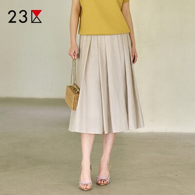 半松紧腰过膝半身喇叭裙商场同款