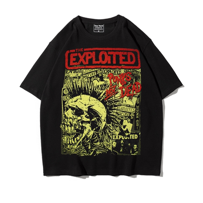 重磅落肩款oversize宽松大码夏季短袖T恤男theexploited朋克欧美