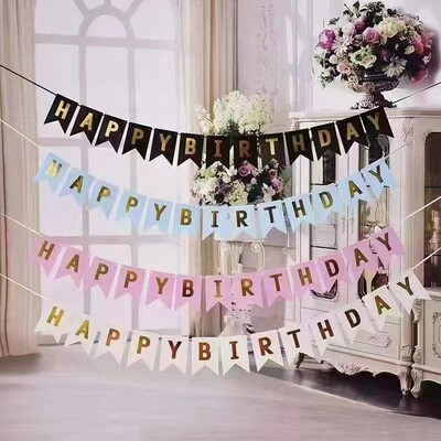 Happy Birthday, Alphabet Tail Flag, Hot Stamping, Birthday
