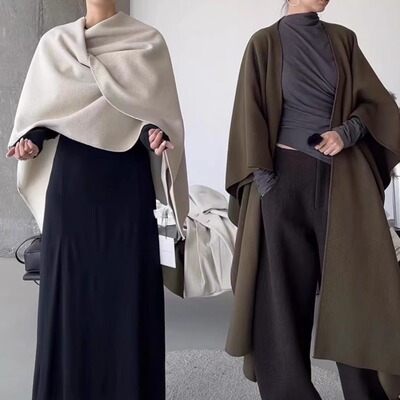 时髦利器！设计师品牌YEARLYPLAN 造型量感羊毛大披肩女