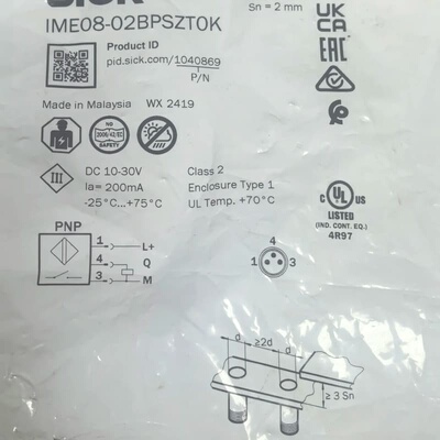 议价西克接近开关传感器IME08-02BPSZT0K，订货号10