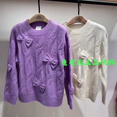 little moco专柜正品25冬款儿童立体蝴蝶结套头针织衫KBE4SWT004
