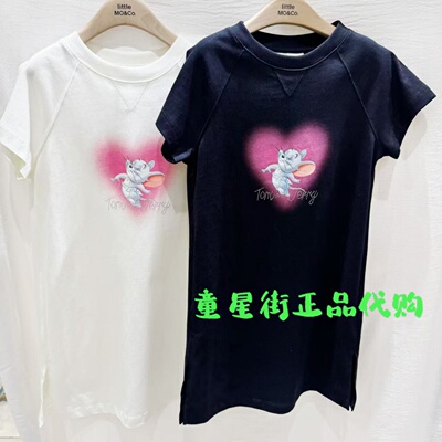 littlemoco专柜正品25年秋女童短袖印花连衣裙KBE3DRST03奥