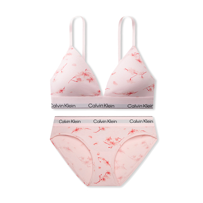 CK女士无钢圈薄棉垫文胸三角内裤