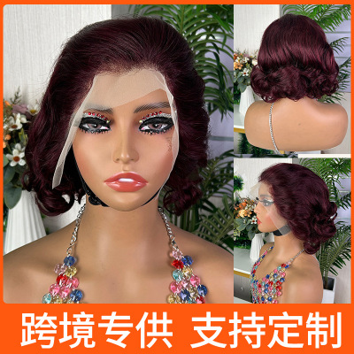 13*4 bouncy wig 前蕾丝短卷发头套蓬松自然短发human hair wigs