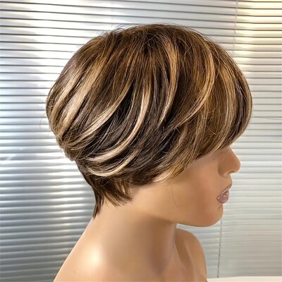 6inch Pixie Wig for Women 6inch full machine made wig真人发